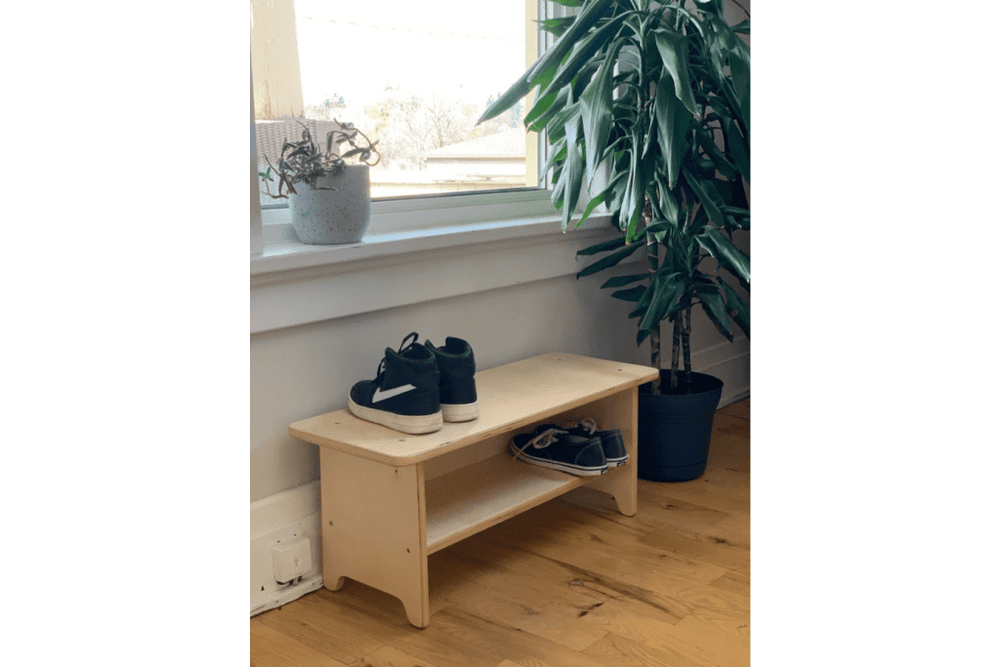Children's Front Entryway Bench With Shoe Storage I The Montessori Room ...